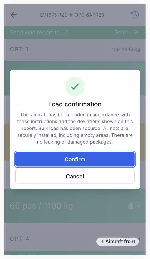 Zero-click Loadsheet